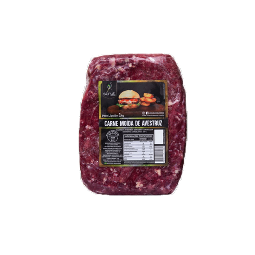 CARNE MOIDA AVESTRUZ STRUT CONGELADO 1KG - hiperideal