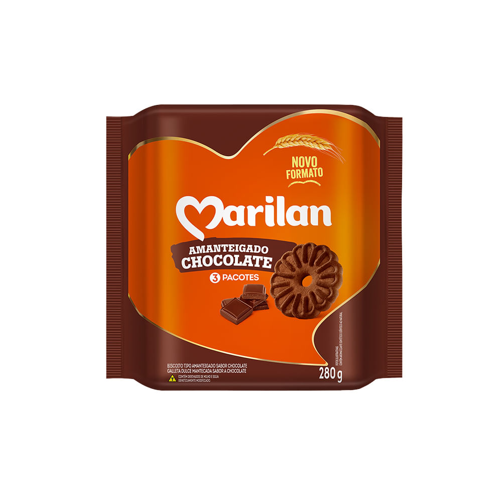Biscoito Amanteigado Marilan Chocolate 280g - hiperideal